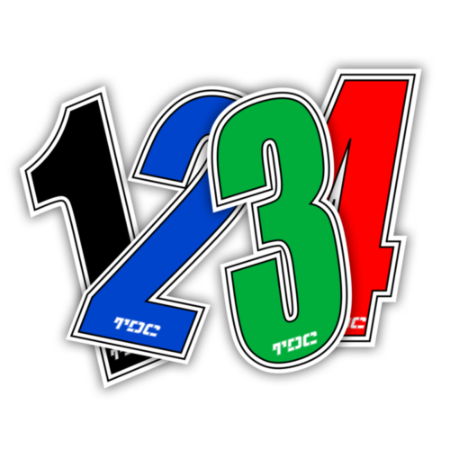 Colored Racing Stick On Vinyl Numbers